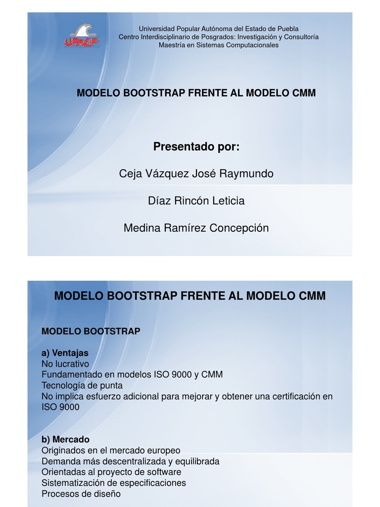 Comparativa: Modelo Bootstrap vs CMM | PDF | Iso 9000 | Software
