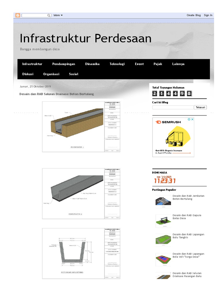 Wiryocaram Blogspot Com 2019 10 Desain Dan Rab Saluran Drainase Beton HTML | PDF