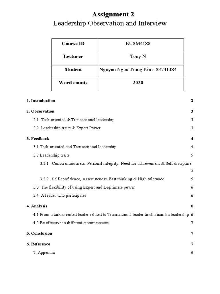 Leadership Observation and Interview Insights | PDF | Leadership ...