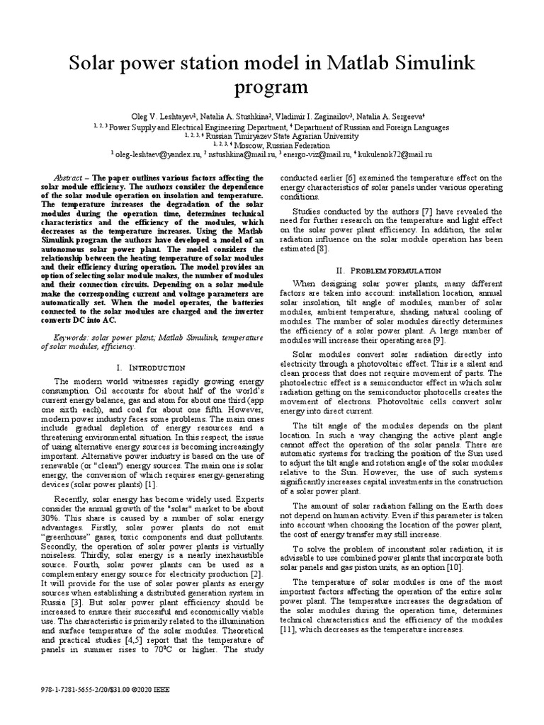 11.solar Power Station Model in Matlab Simulink | PDF | Solar Power ...
