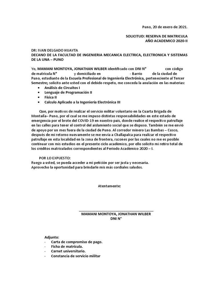 Reserva de Matricula | PDF