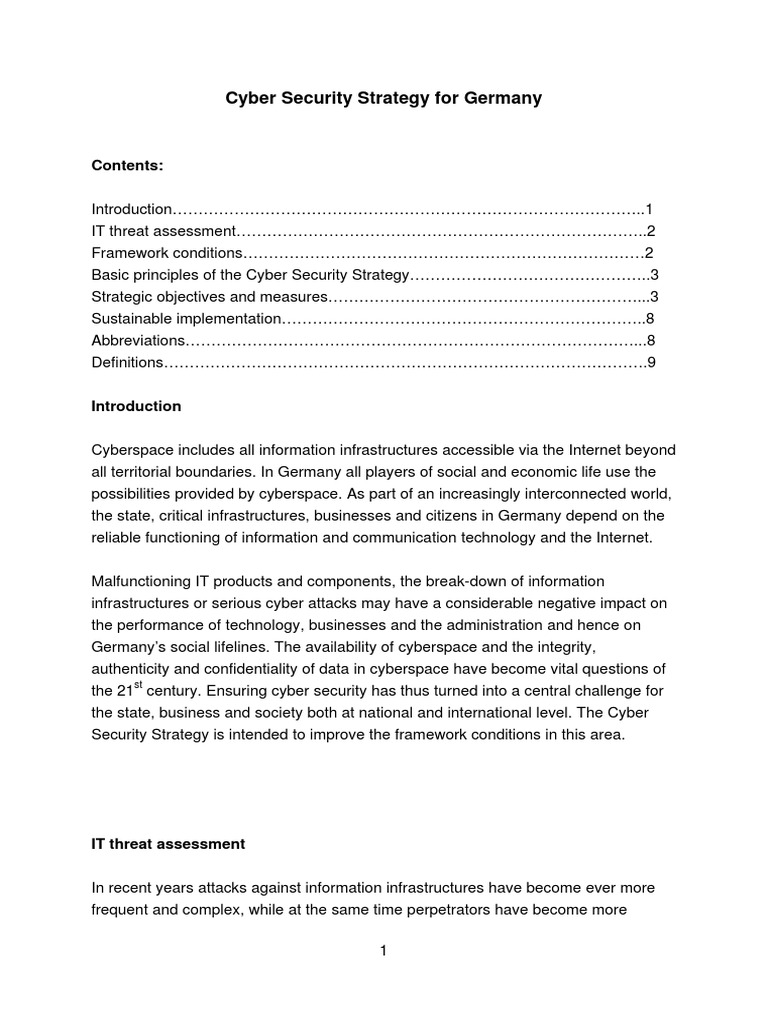 Germany's Cyber Security Strategy | PDF | Computer Security | Security
