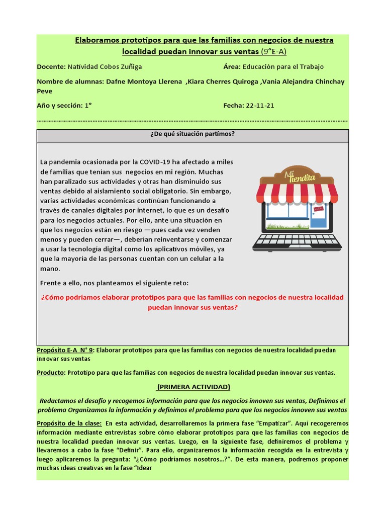 Tarea de EPT - 9na E-A Primero 1ra Actividad | PDF | Información | Servicio de redes sociales