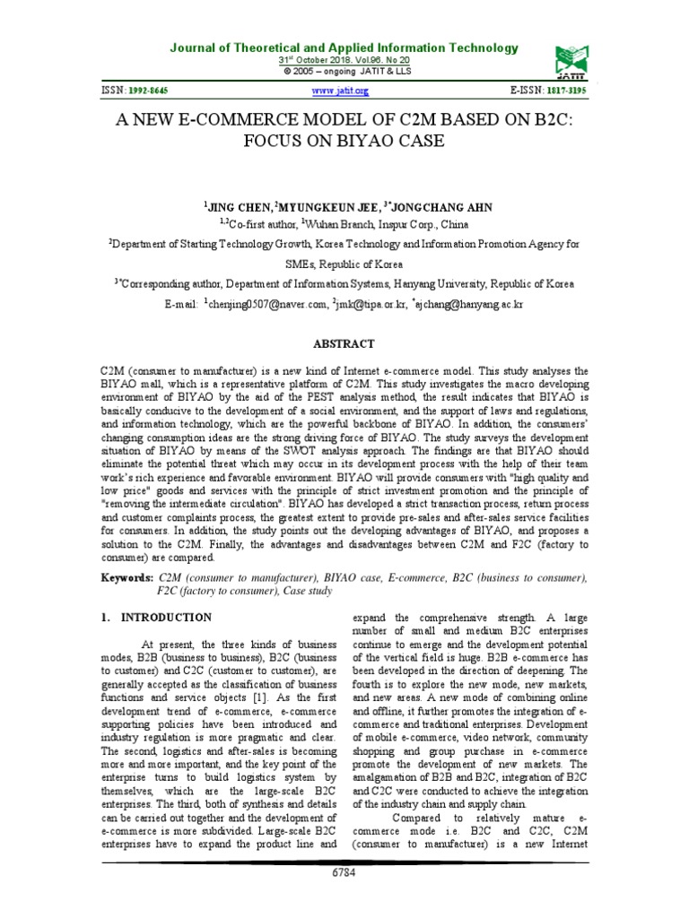 A New E-Commerce Model of C2M Based On B2C | PDF | E Commerce | Internet