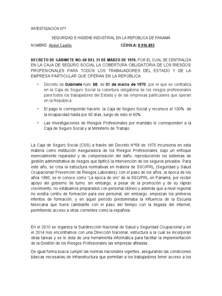 Ley 68 Riesgo Profesional | PDF | Póliza de seguros | Seguro