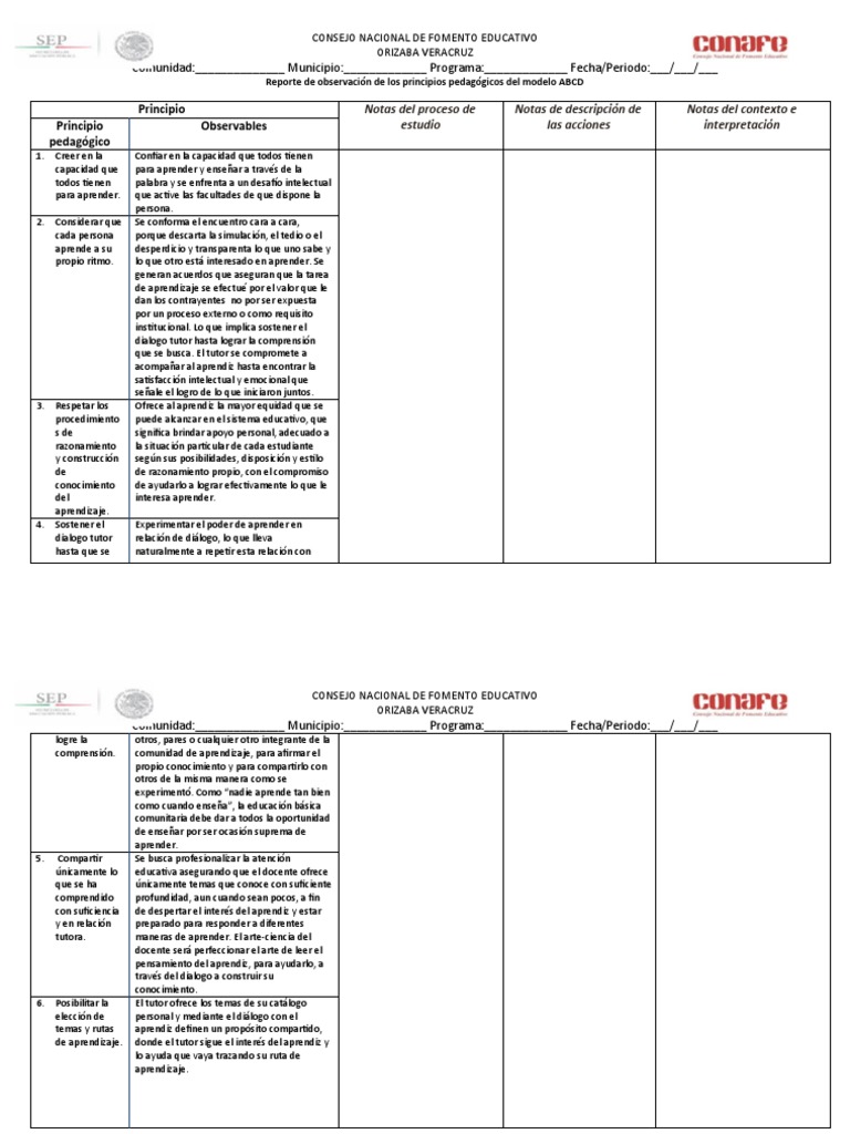 Principios Pedagogicos Abcd | PDF | Aprendizaje | Conocimiento