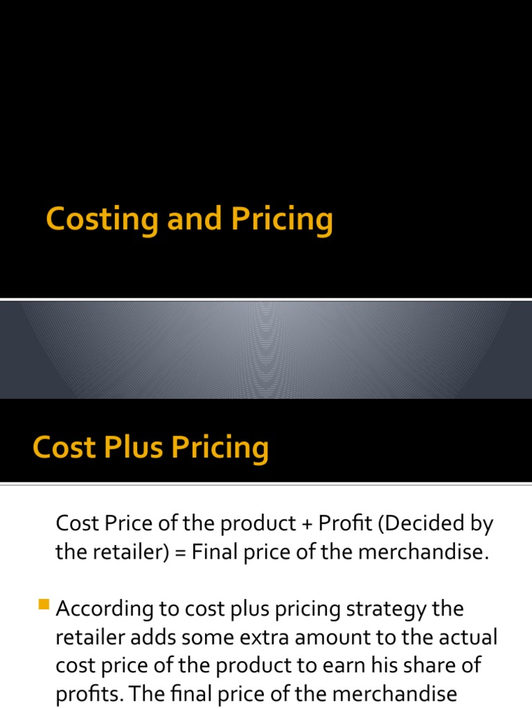 Costing and Pricing Class | PDF