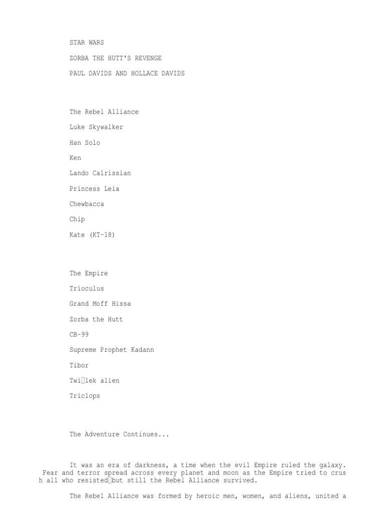 (Jedi Prince Series) - 03 - Zorba The Hutt's Revenge (Paul | PDF | Luke ...