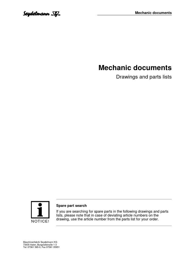 Mechanic Documents: Drawings and Parts Lists | PDF | Manufactured Goods ...