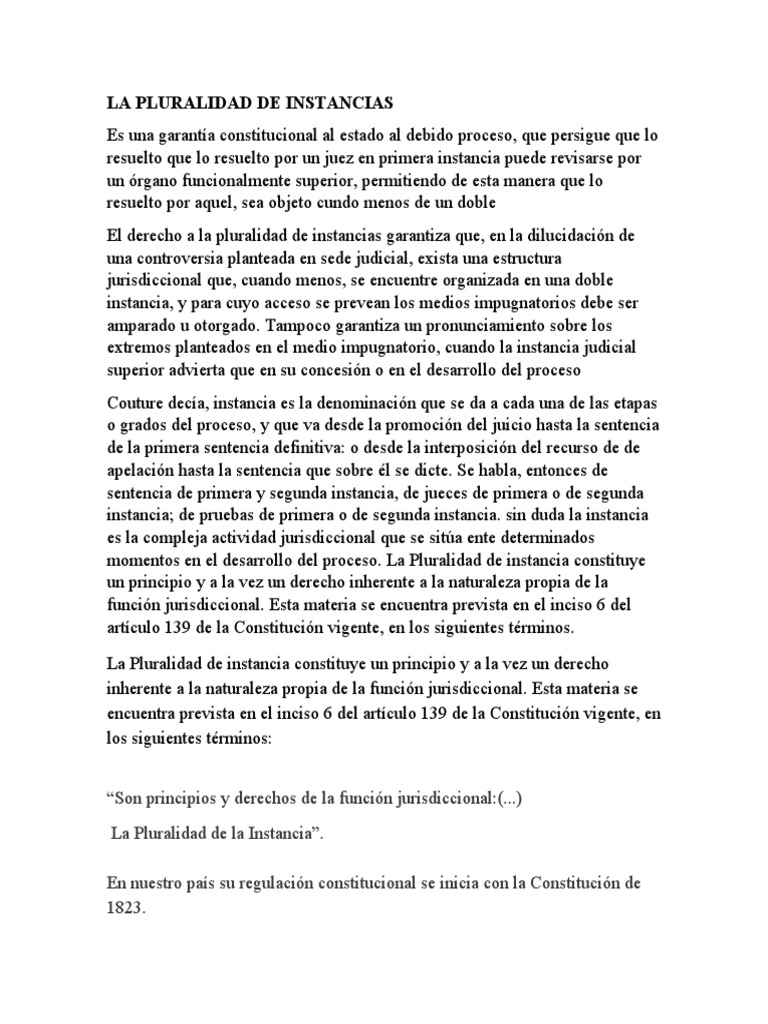 Principio de La Pluralidad de Instancias | PDF | Jurisdicción | Juez