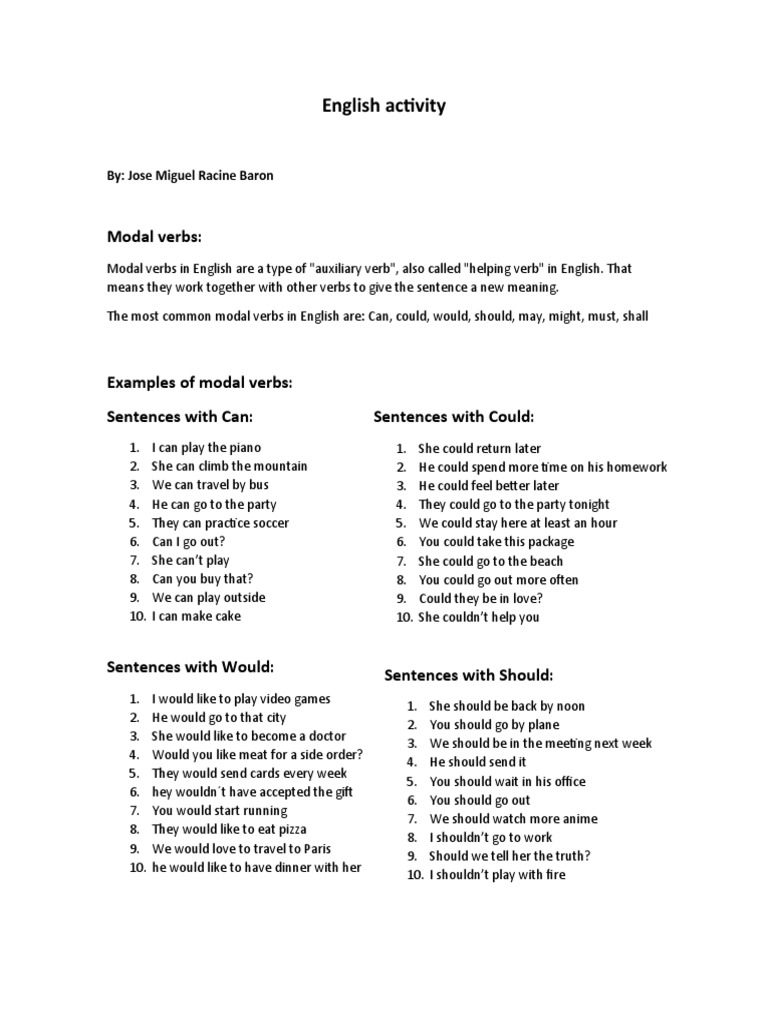 Modal Verbs - Will | PDF | English Language | Linguistic Morphology