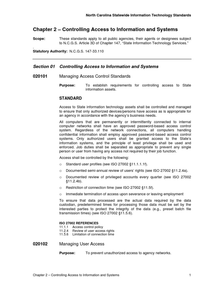 Section 01 Controlling Access To Information and Systems | PDF ...