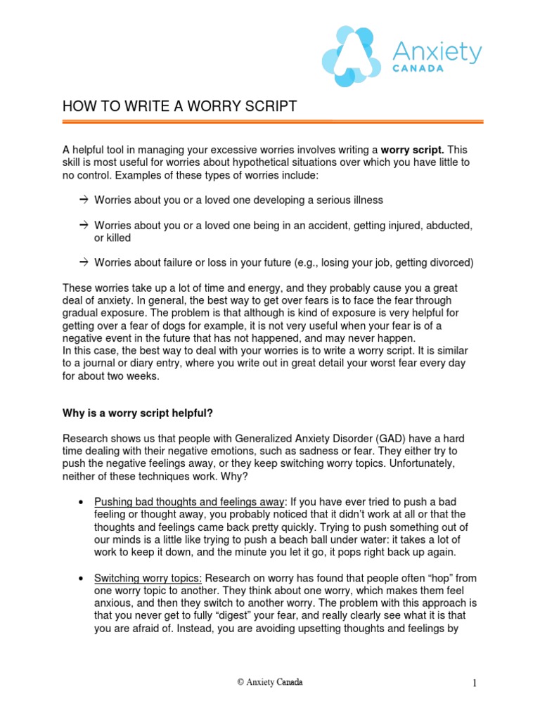 Worry Script | PDF | Feeling | Anxiety