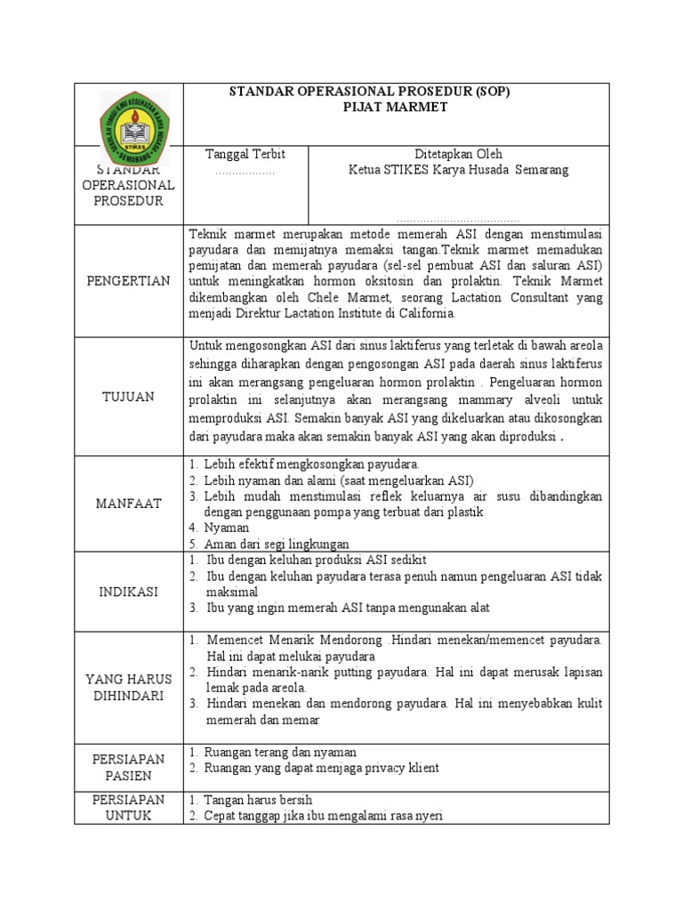 SOP Pijat Marmet | PDF