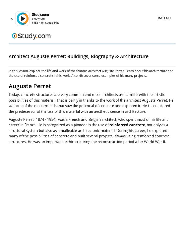 Architect Auguste Perret - Buildings, Biography & Architecture - Study ...