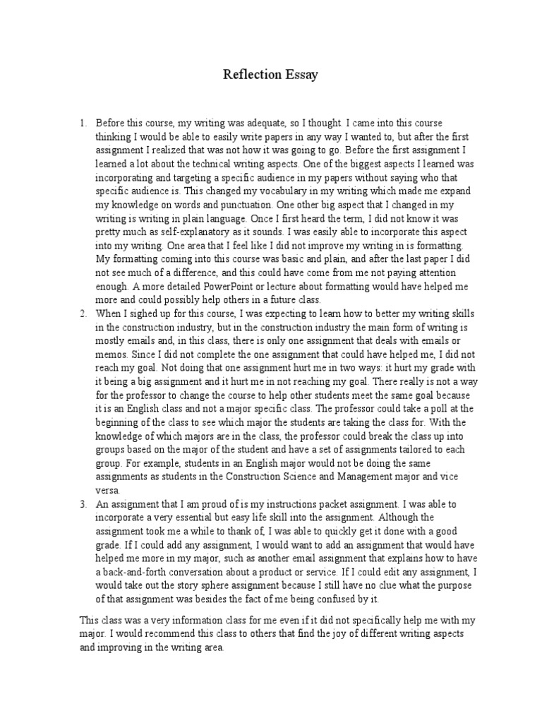 Reflection Essay | PDF | Applied Psychology | Neuropsychological Assessment