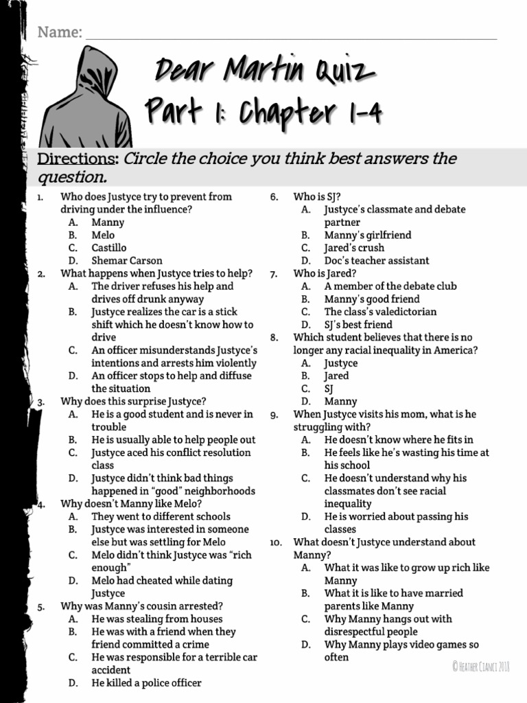 Quiz Part 1: Chapter 1-4: Dear Martin | PDF