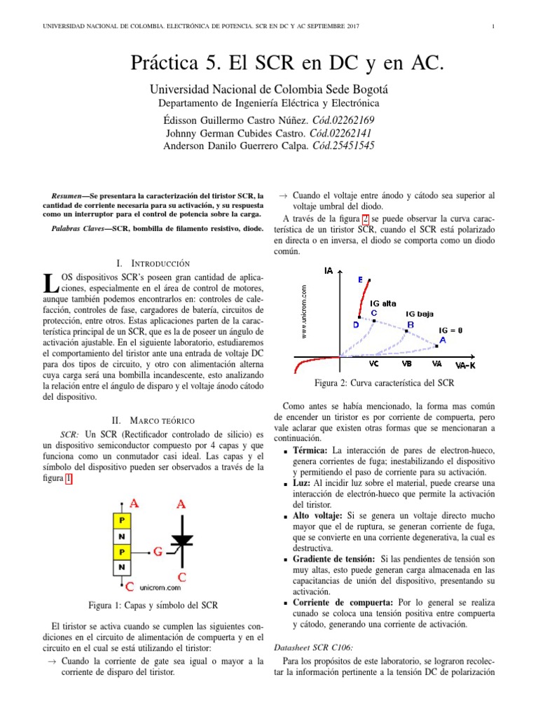 Practica No5 Electr Nica de Potencia SCR Ver1 | PDF | Diodo ...