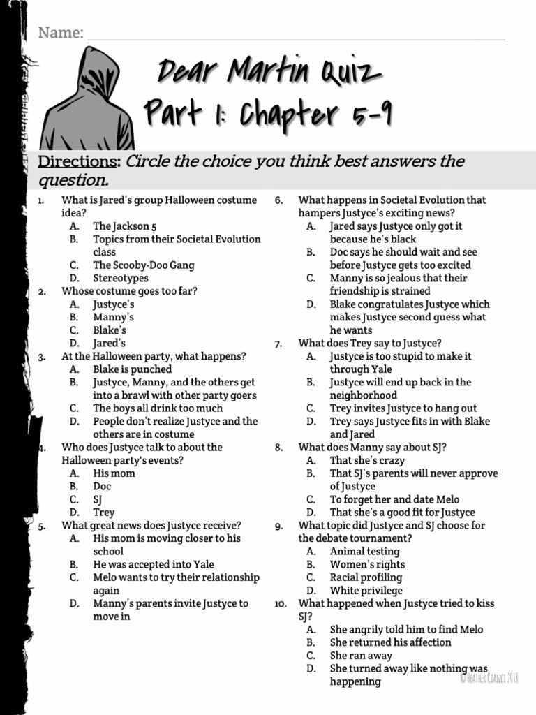 Quiz Part 1: Chapter 5-9: Dear Martin | PDF