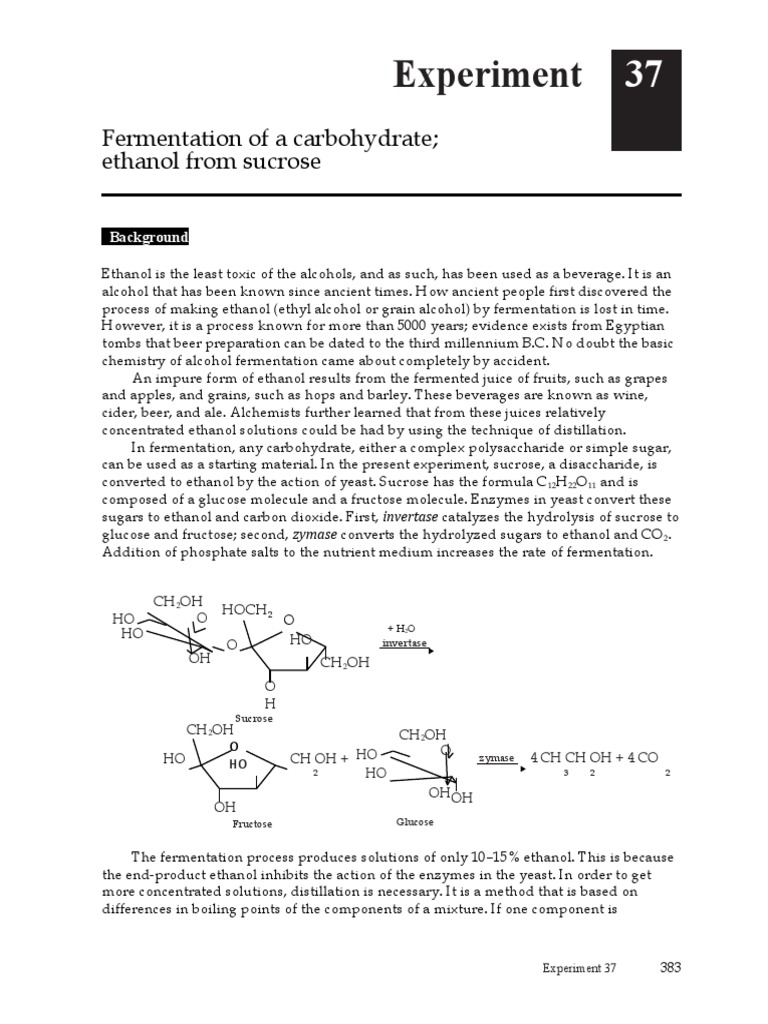Experiment: Fermentation of A Carbohydrate Ethanol From Sucrose | PDF ...