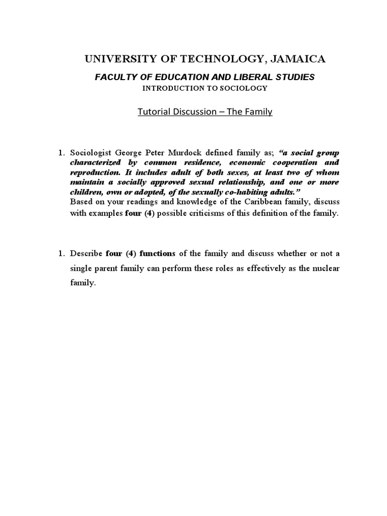 Tutorial Discussion - The Family | PDF