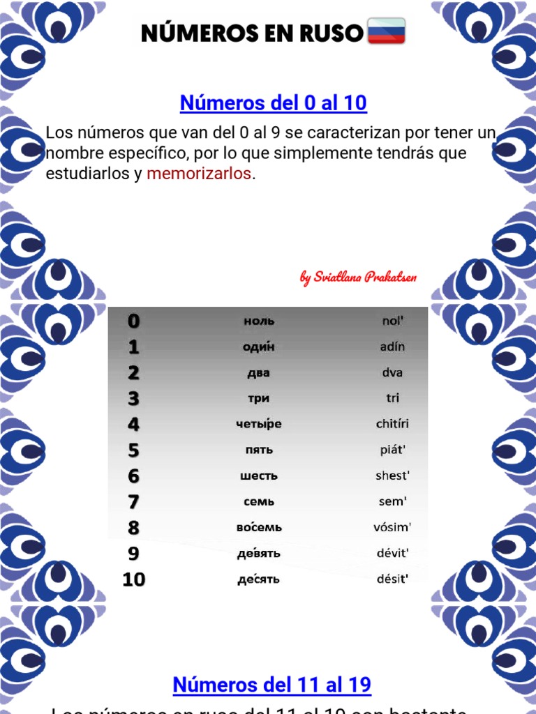 Numeros en Ruso 0-100 | PDF