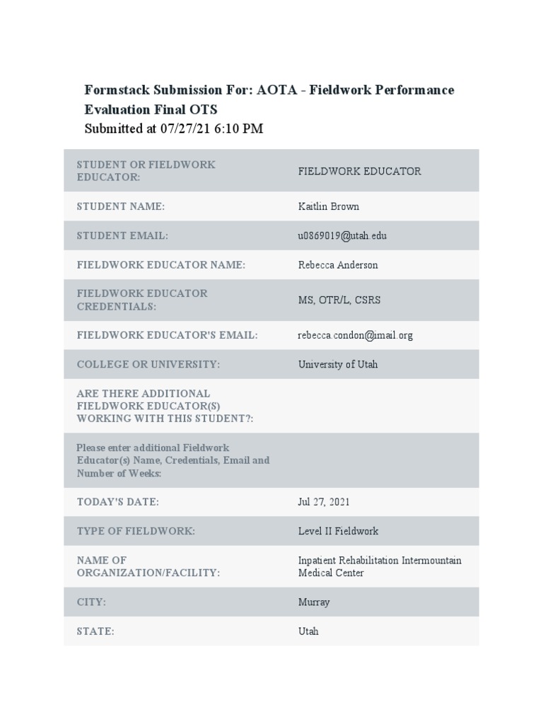 Submitted at 07/27/21 6:10 PM: Formstack Submission For: AOTA ...
