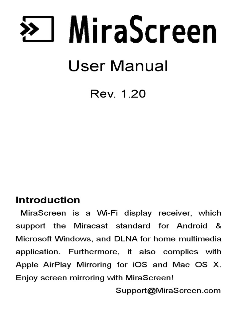 MiraScreen User Manual and Setup Guide | PDF | Ios | Wi Fi