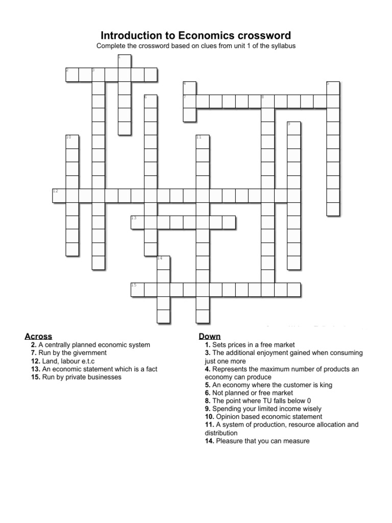 Crossword Unit 1 PDF | PDF