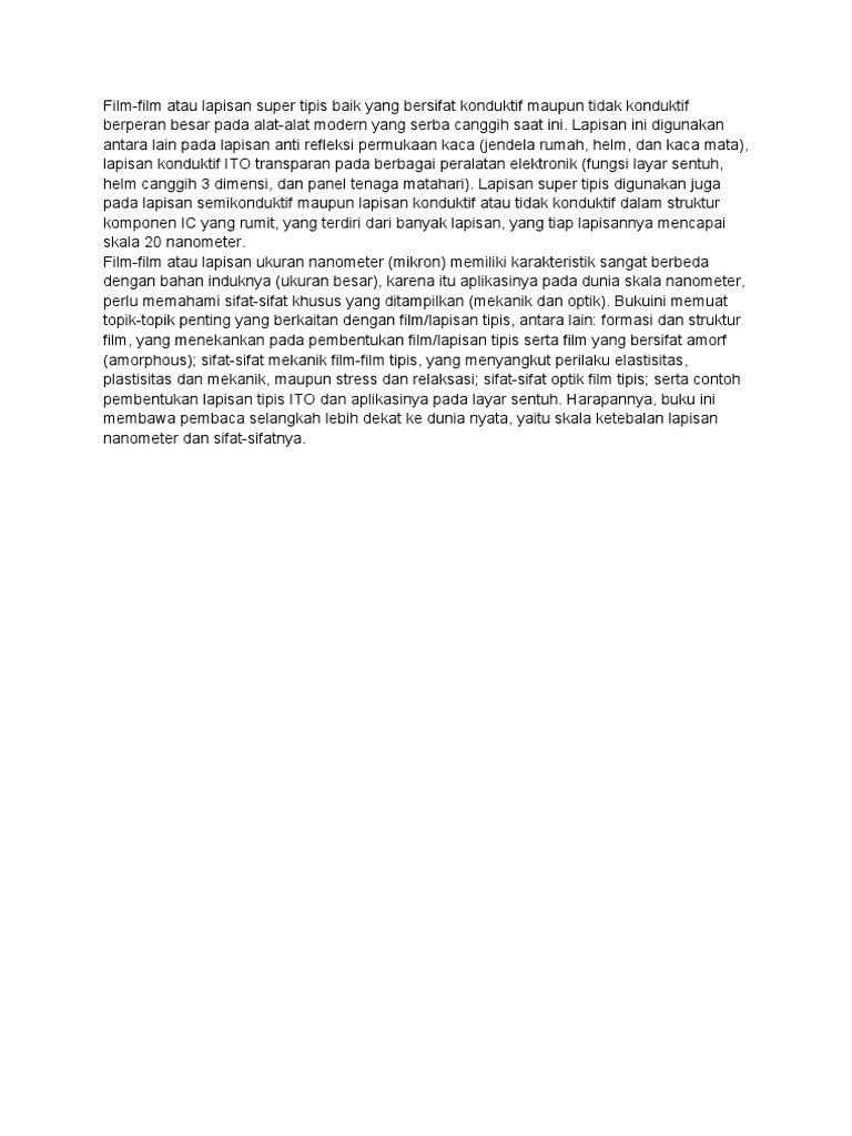 Film Tipis | PDF | Teknologi & Rekayasa