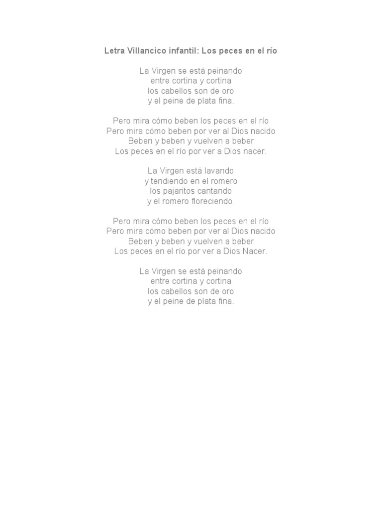 Villancico Infantil: Peces en el Río | PDF | Religión y espiritualidad ...