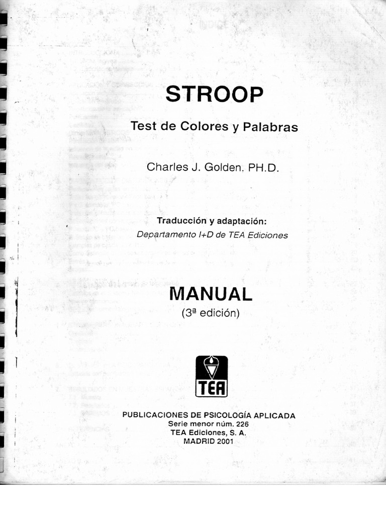 MANUAL Test Stroop | PDF