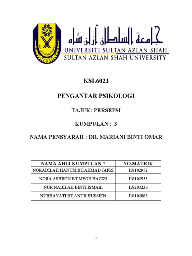 Definisi dan Proses Persepsi dalam Psikologi | PDF