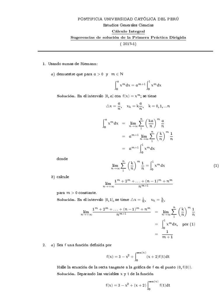 Sol PD1 CI | PDF | Integral | Derivado