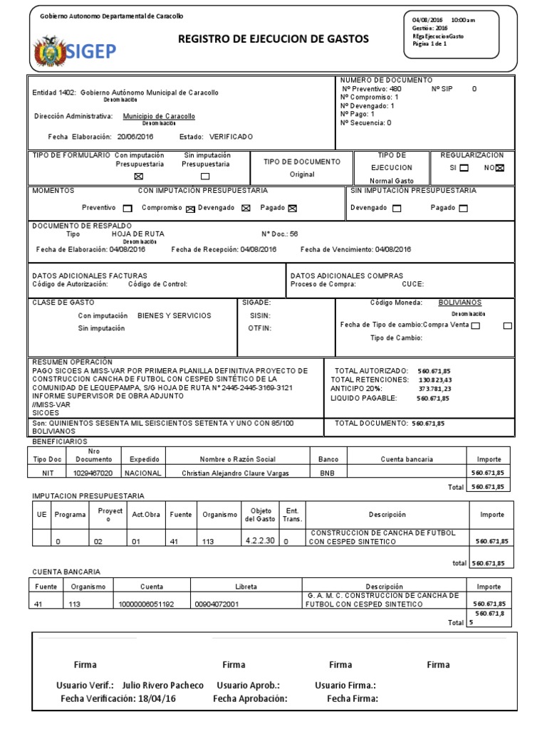 24.. Sigep Planilla Definitiva | PDF | Devengo | Servicios financieros