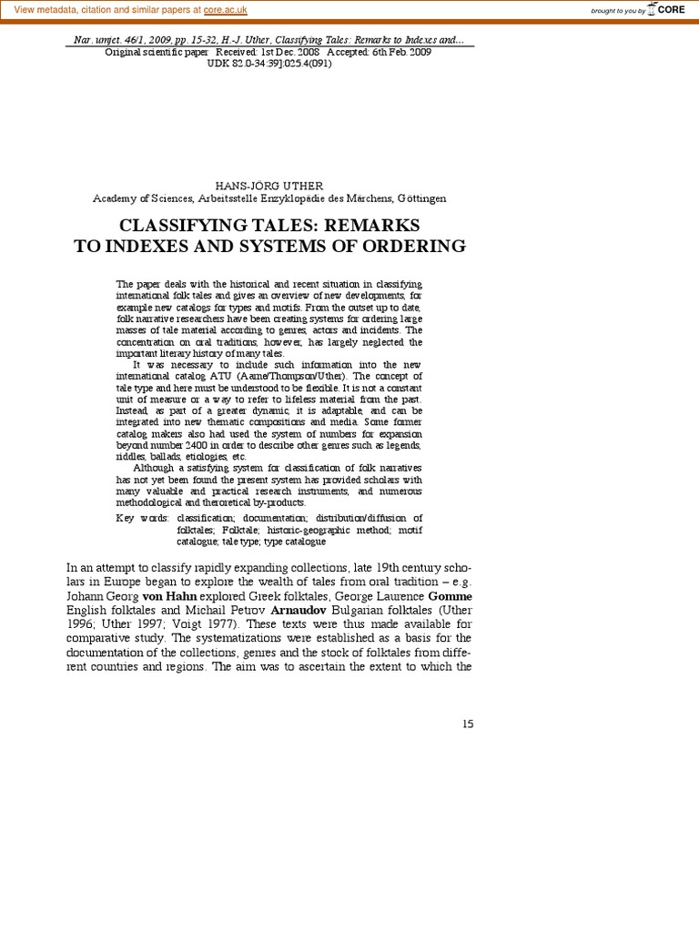 Types of The Folktale | Download Free PDF | Folklore