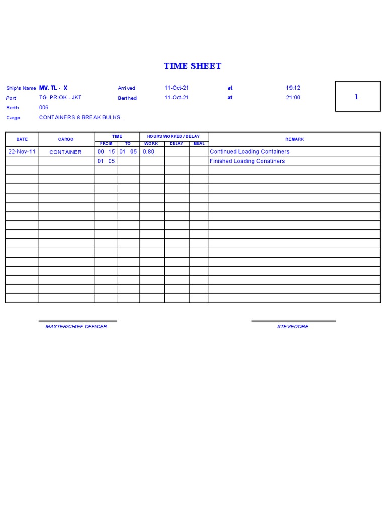 Cargo Operations Log | PDF | Stevedore | Cargo