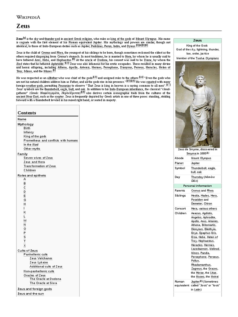 Iliad States That He Fathered Aphrodite.: King of The Gods God of The ...