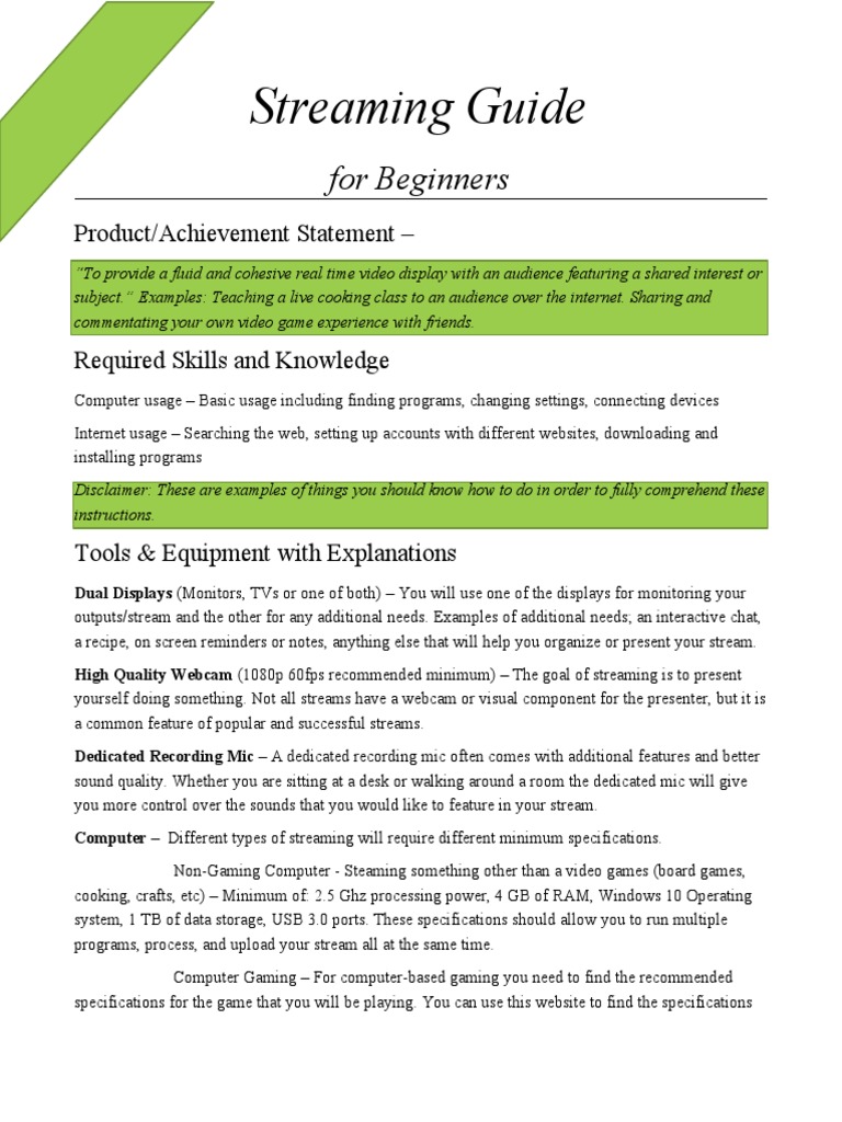 Streaming Guide: For Beginners | Download Free PDF | Streaming Media ...