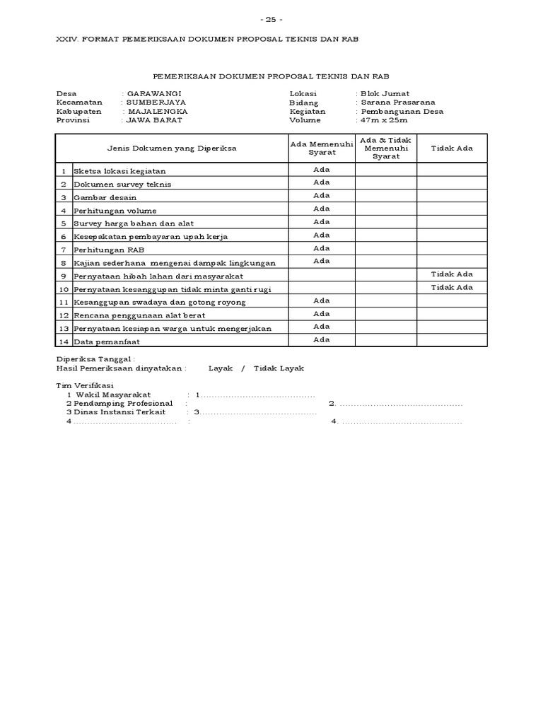 Form Pemeriksaan Rab | PDF