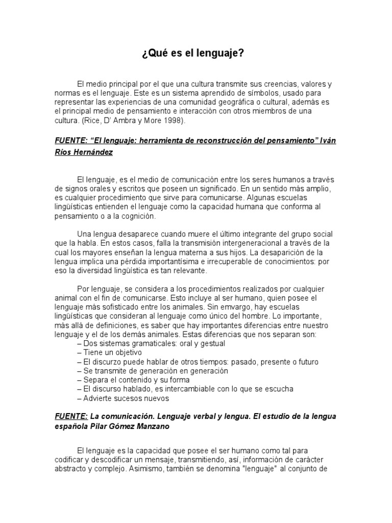 Qué Es El Lenguaje | PDF | Comunicación | Lingüística