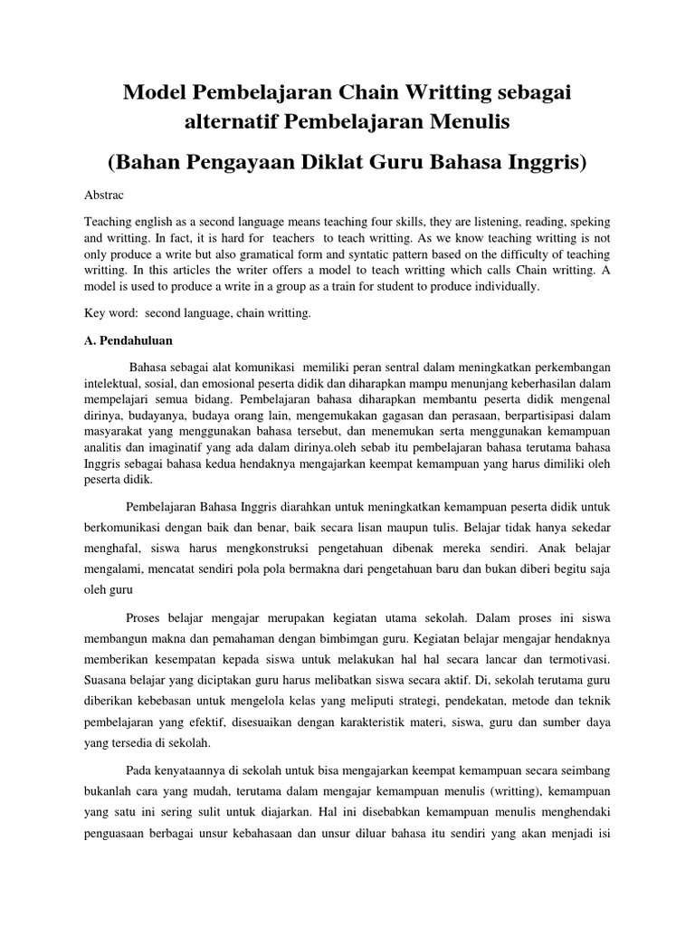 Model Chain Writing untuk Pembelajaran Menulis | PDF