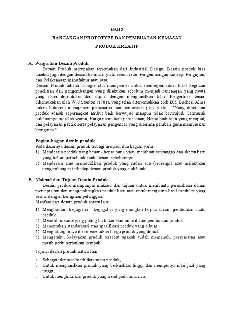 Bab 3 Rancangan Prototype Dan Pembuatan Kemasan | PDF | Pengelolaan Keuangan & Uang | Seni