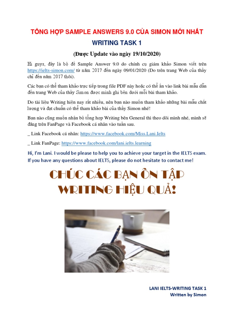 TỔNG HỢP SAMPLE ANSWERS WRITING TASK 1 9.0 CỦA SIMON MỚI NHẤT | PDF ...