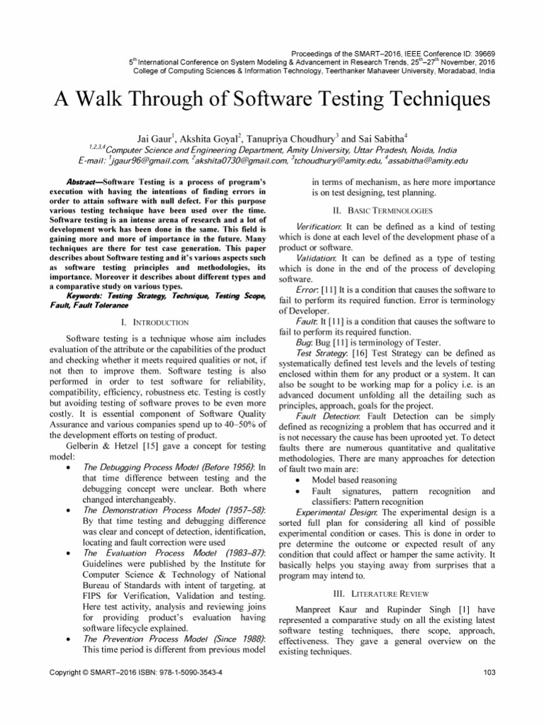 A Walk Through of Software Testing Techniques | PDF | Software Testing ...