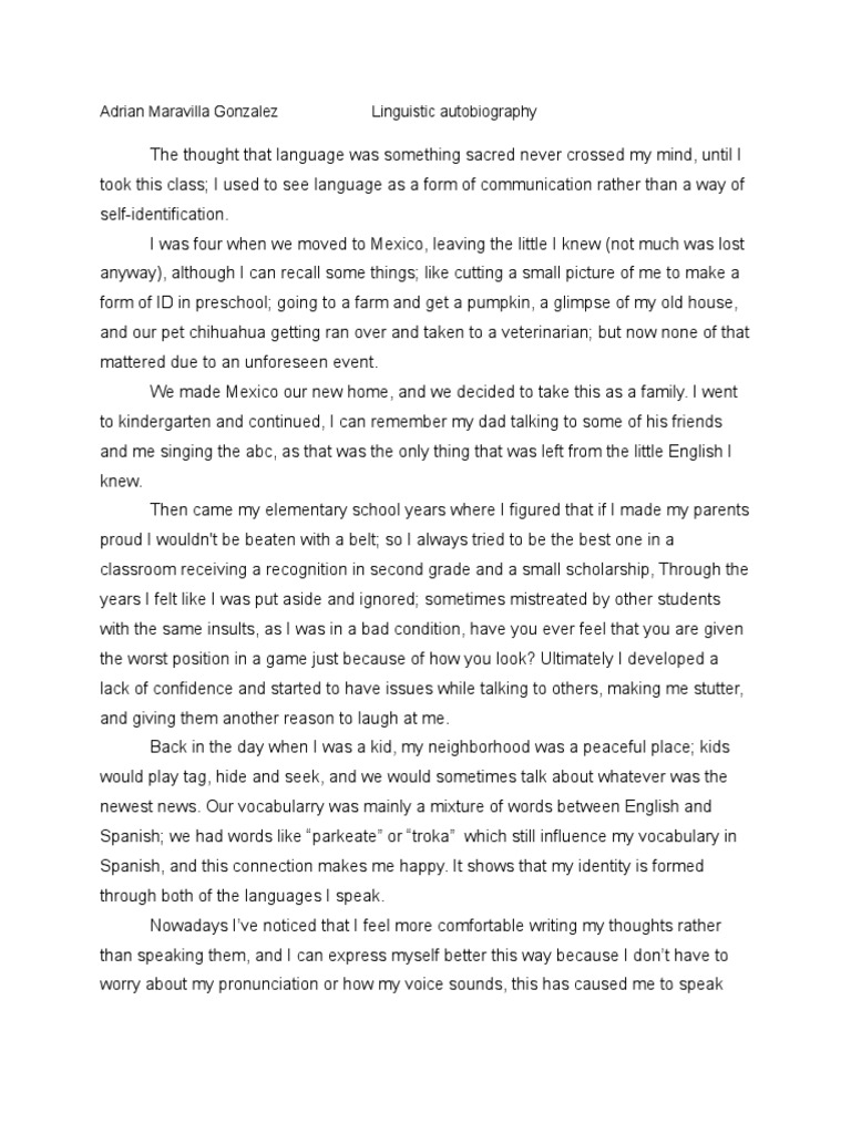 Linguistic Autobiography | PDF | English Language | Vocabulary