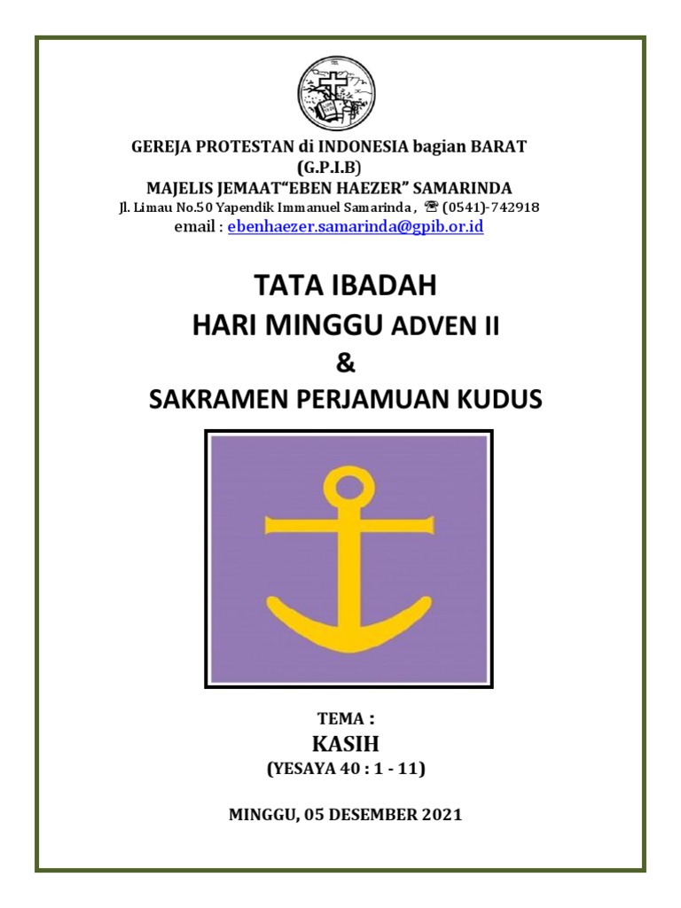 (Online) Tata Ibadah Hari Minggu Adven Ii & Sakramenperjamuan Kudus ...