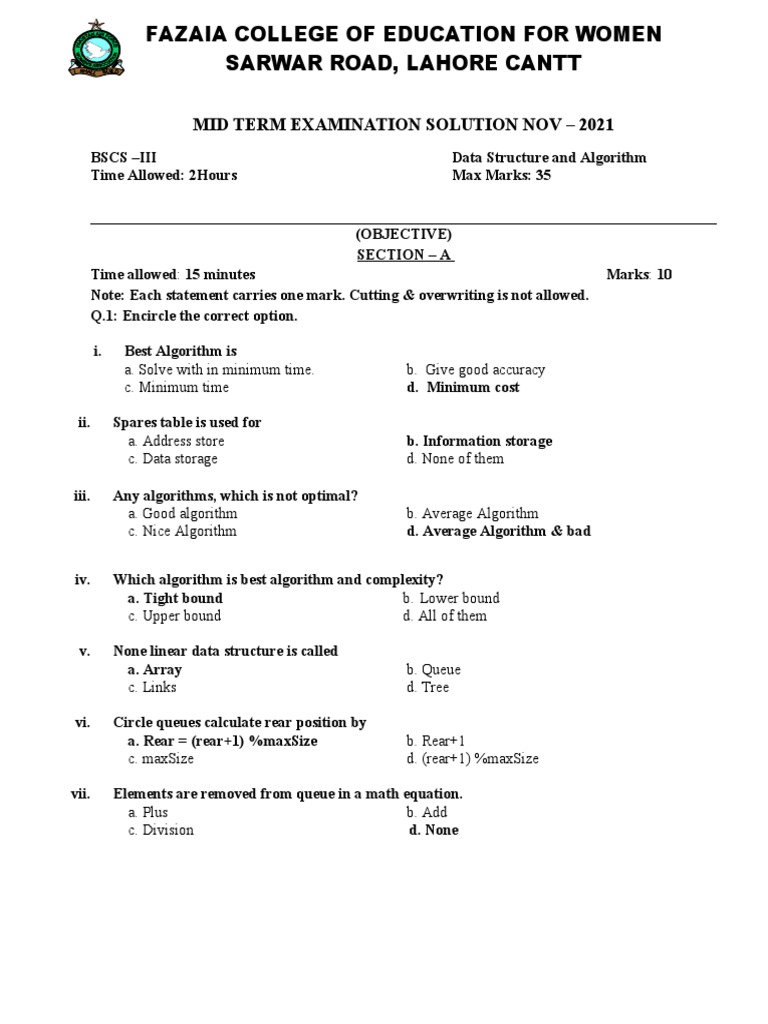 Solution Of Data Structure Pdf Queue Abstract Data Type Computing