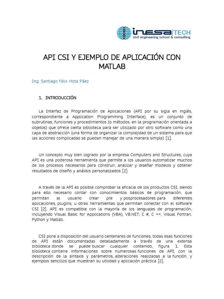 Inesatech Api Csi Matlab | PDF | Software | Software de la aplicacion