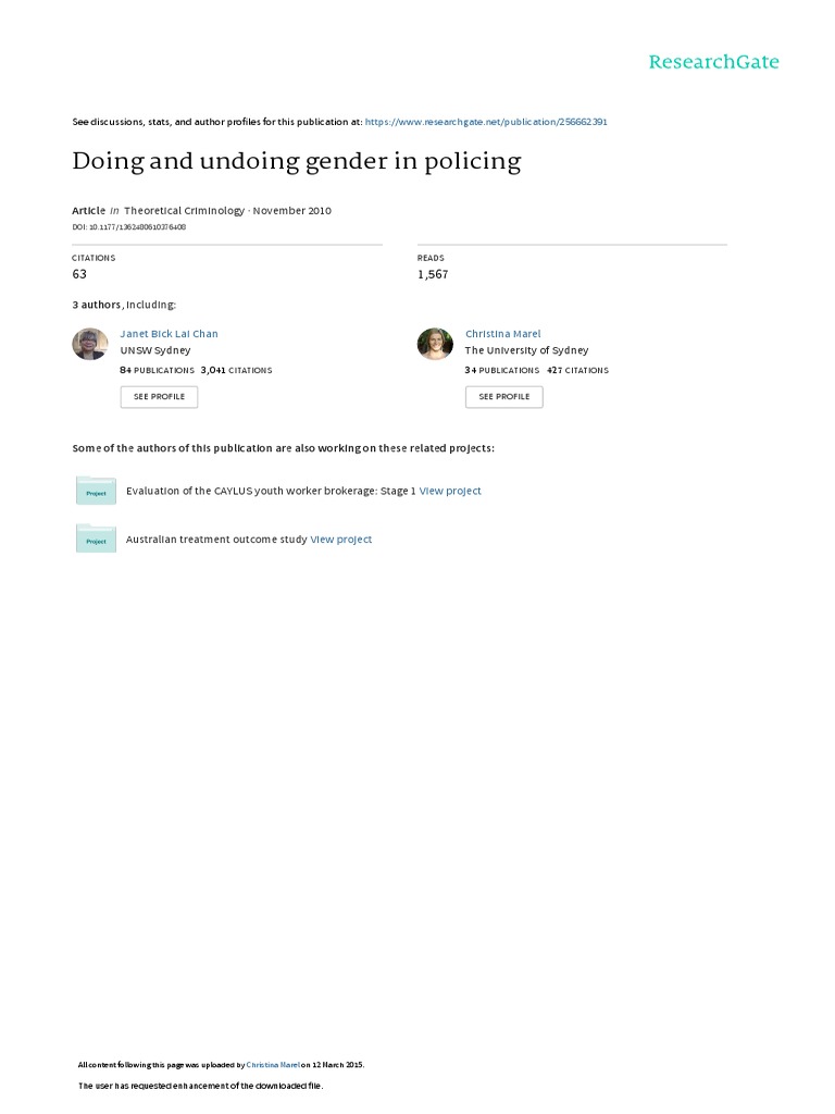 Doing and Undoing Gender in Policing | PDF | Gender | Gender Studies